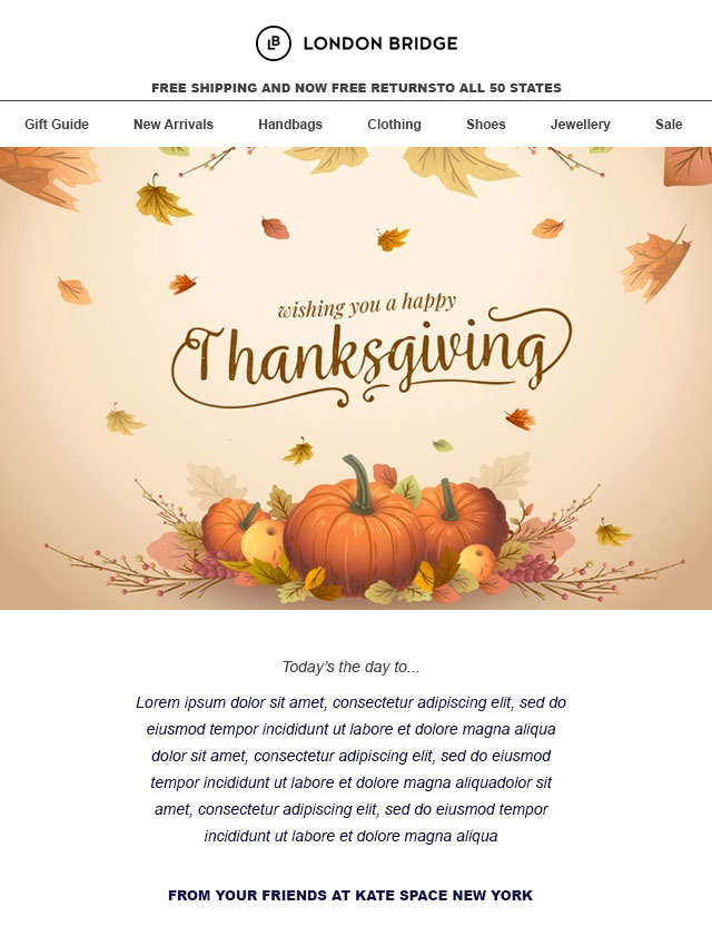 Thanksgiving Email Template With Wishes